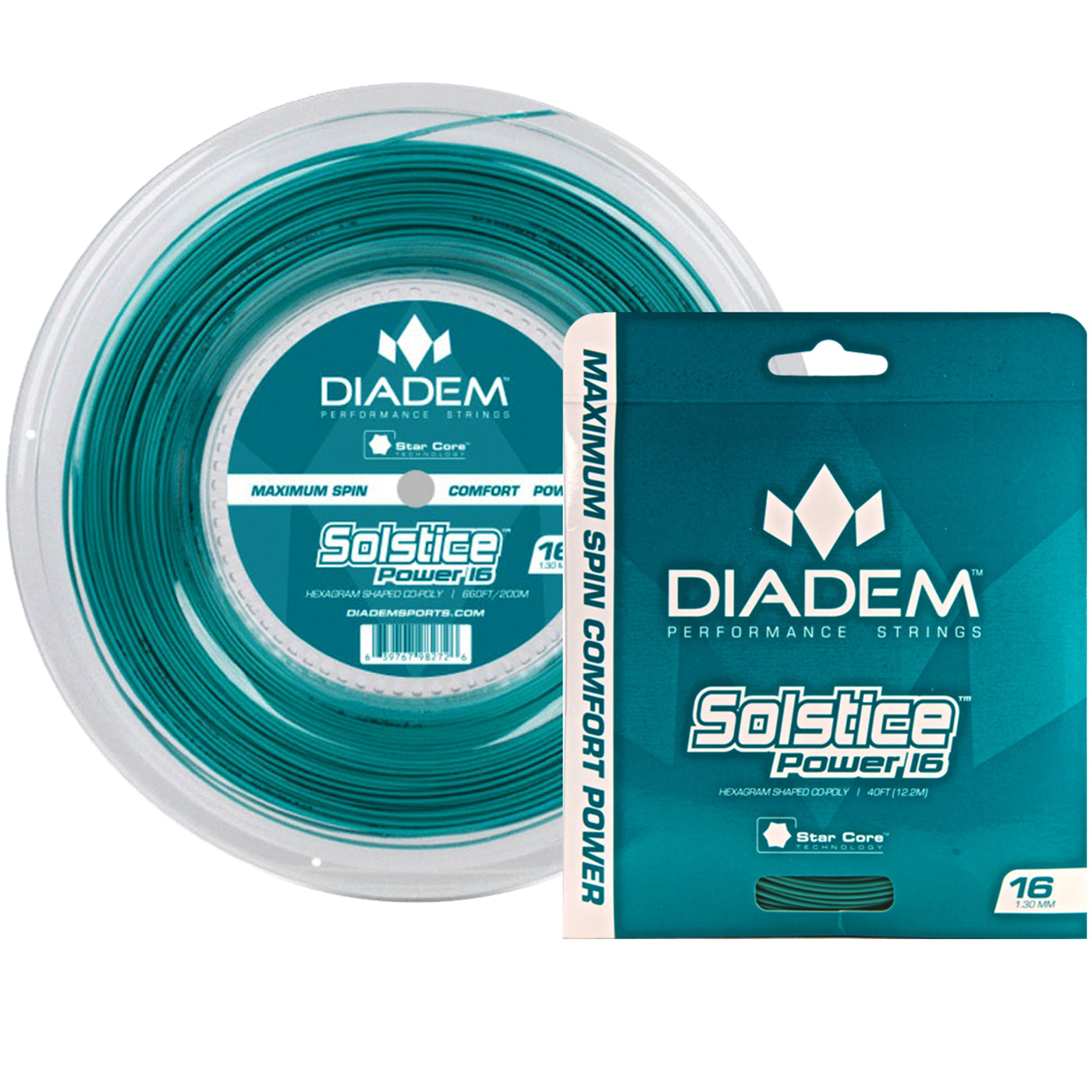 Diadem Solstice Power Tennis Racquet String, Reel 660ft/200m 16,16L (1 ...